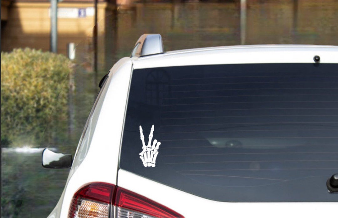 Skeleton Hand - Peace Sign Car Decal - Blk/white. Weather Proof and ...