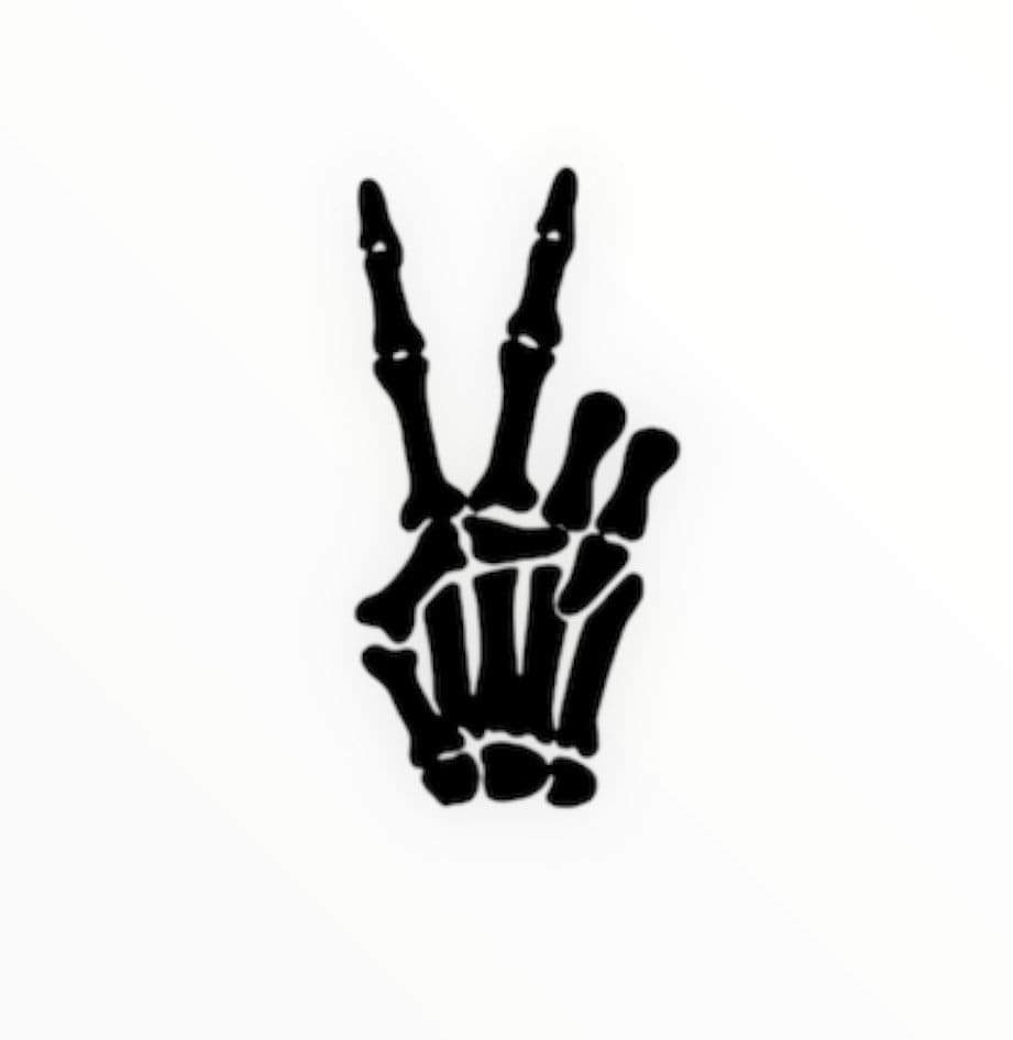Skeleton Hand - Peace Sign Car Decal - Blk/white. Weather Proof and ...