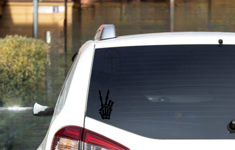 Skeleton Hand - Peace Sign Car Decal - Blk/white. Weather Proof and ...