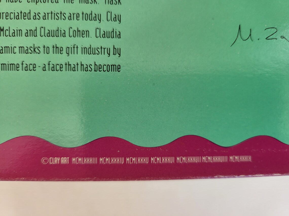 Vintage 1988 Clay Are Hand Painted Mask Style 086 Clay Art Mask - Etsy