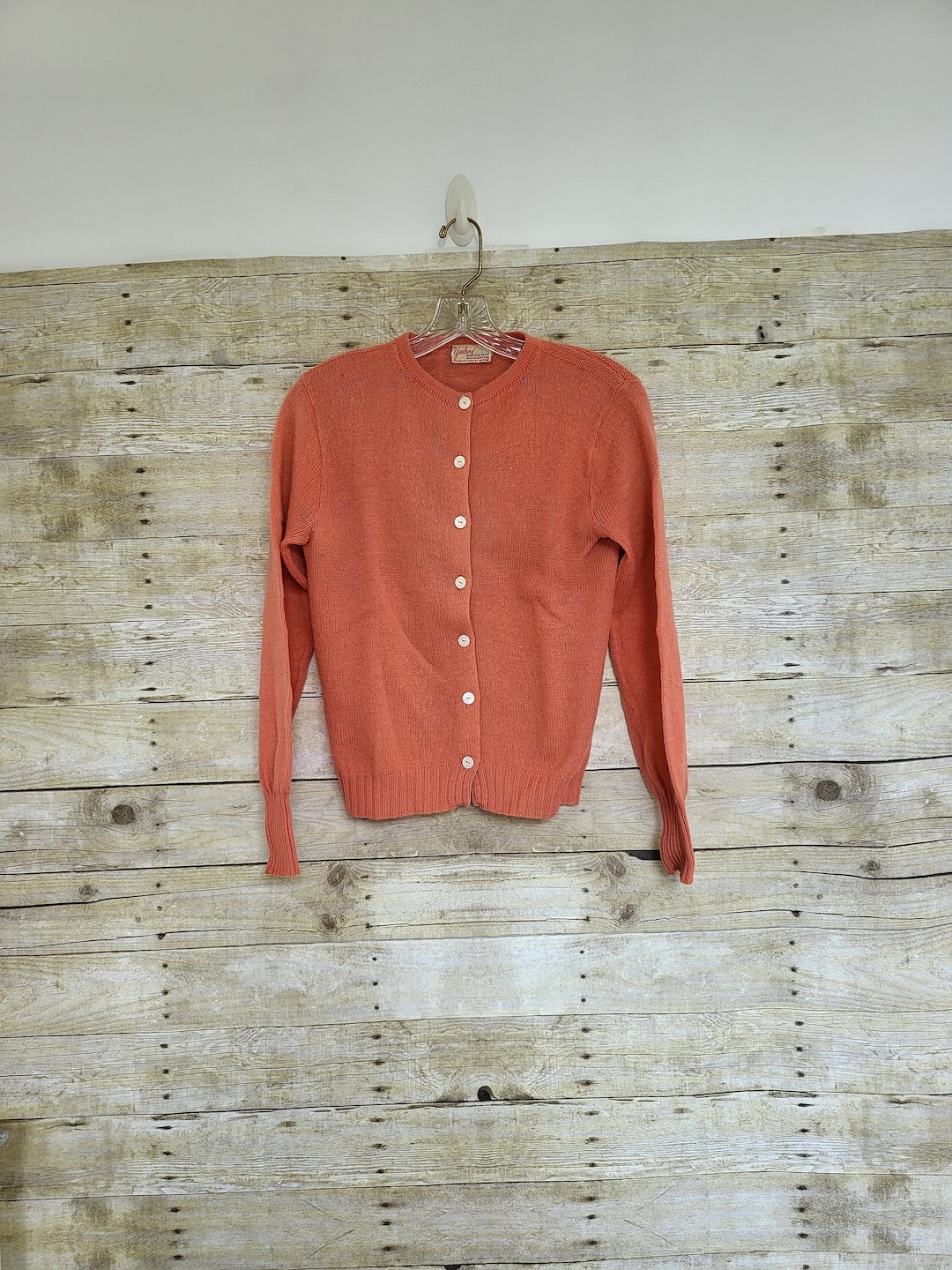 Vintage Garland Sheltie Mist Coral Cardigan/sweater 100% Wool Vintage ...