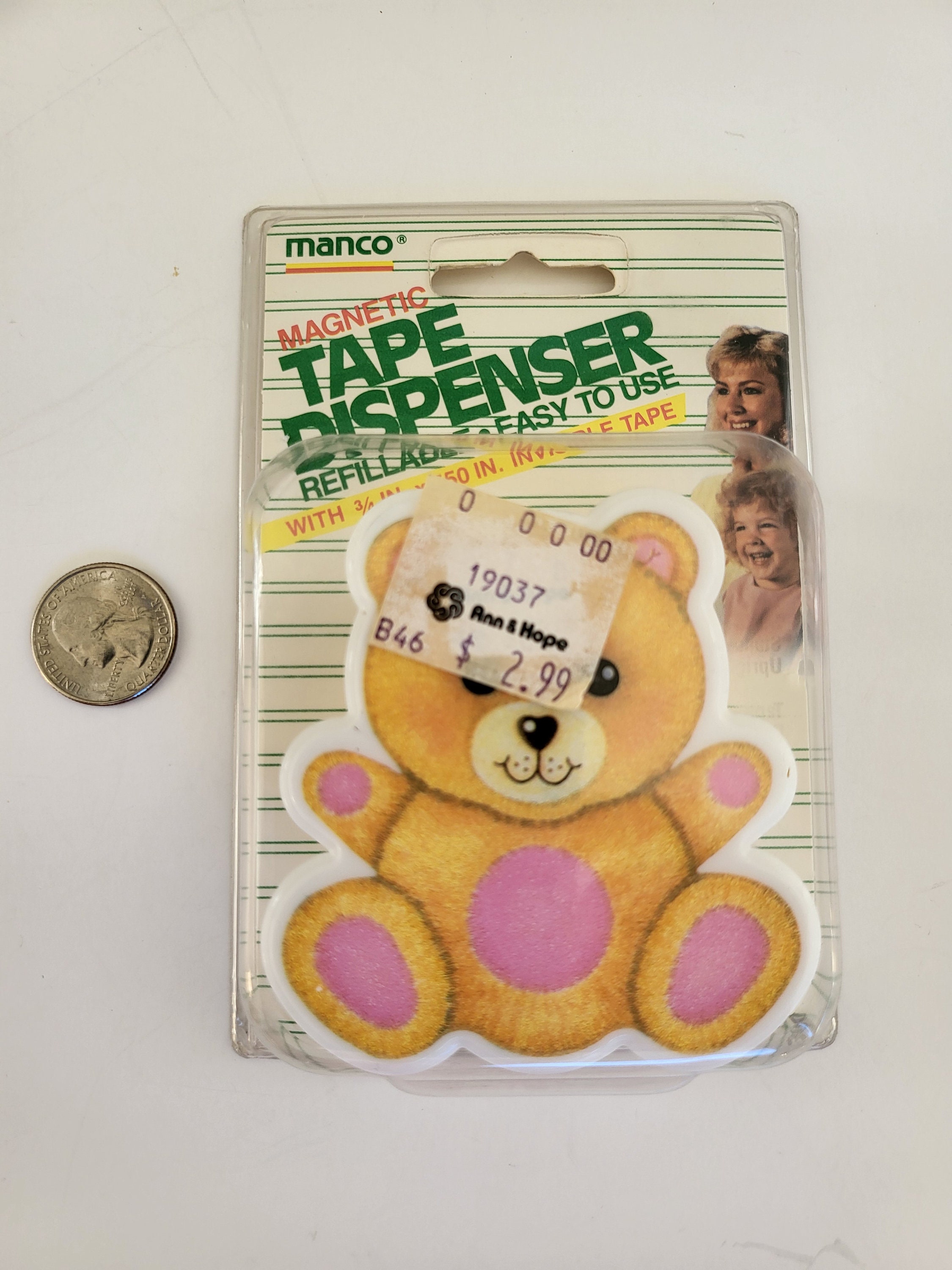 Vintage 1980s Manco Teddy Bear Magnetic Tape Dispenser Refillable - Etsy