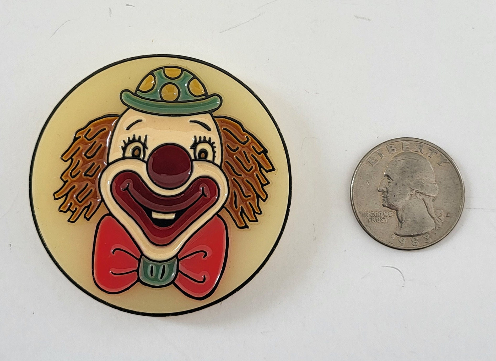 Vintage Plastic - Stained Glass Look Smiling Clown Face Refrigerator ...