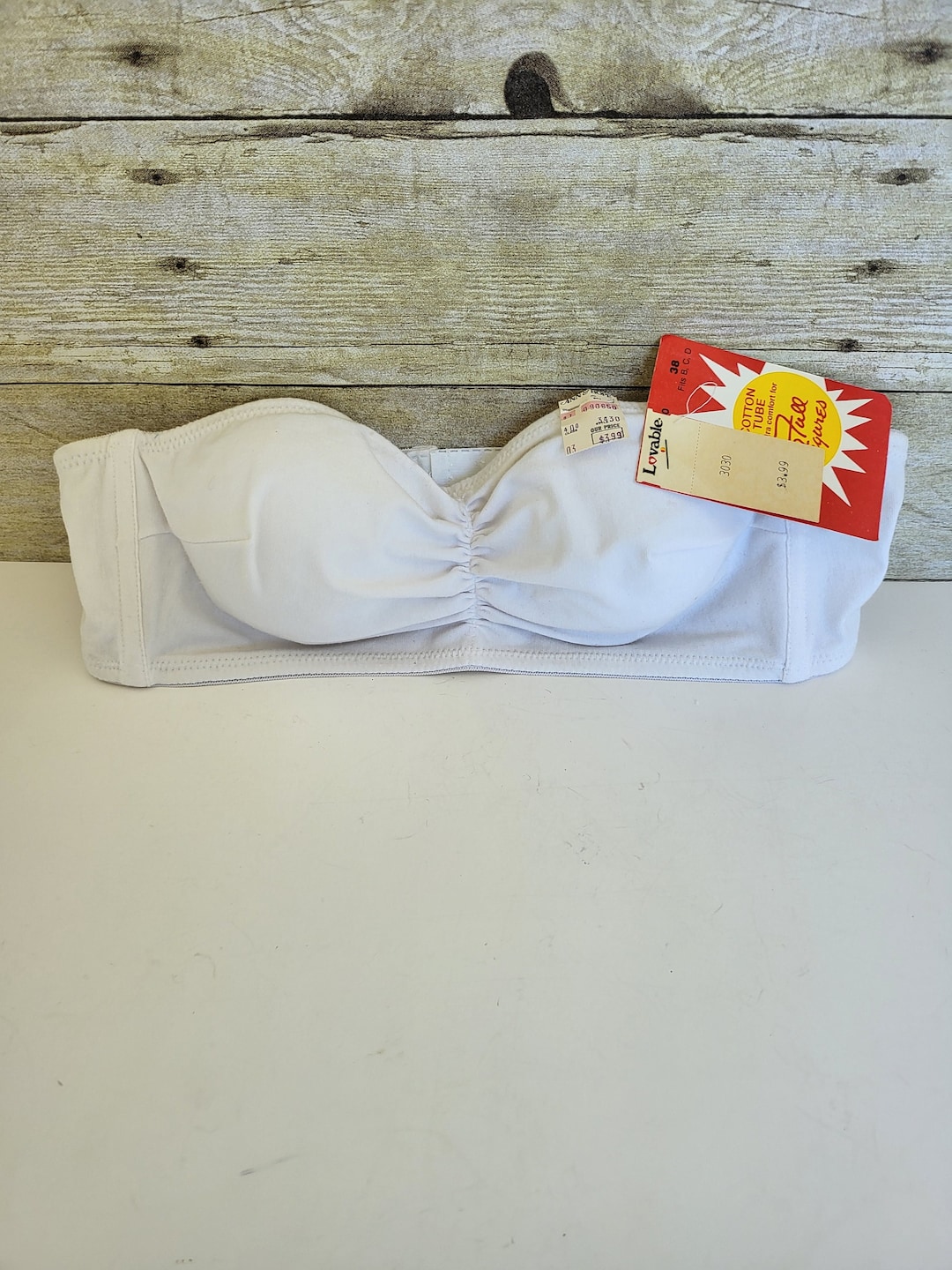 Vintage the Lovable Company White Cotton Tube Strapless Bra 38 B/C/D ...