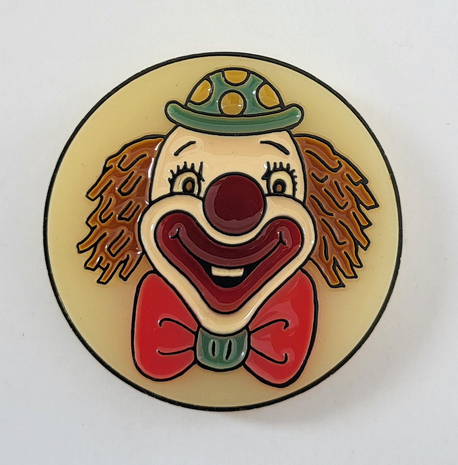 Vintage Plastic Stained Glass Look Smiling Clown Face Refrigerator ...