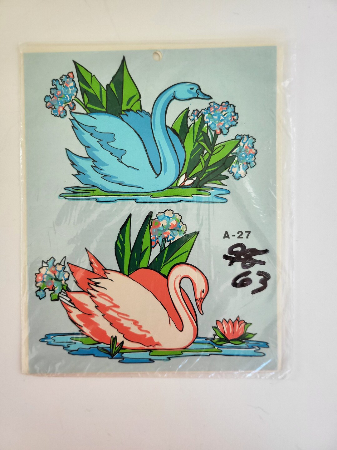 Vintage Decoral Pink & Blue Swan Decals / 1970s / Decoral / Crafts - Etsy