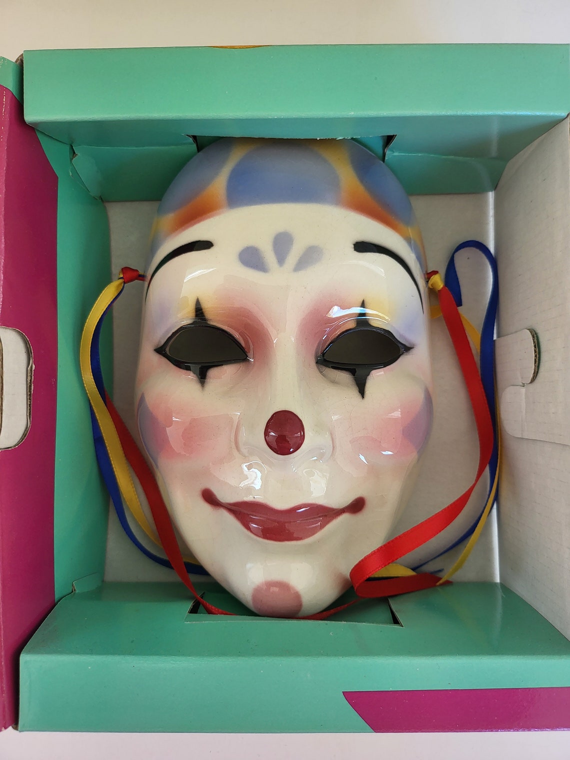 Vintage 1988 Clay Are Hand Painted Mask Style 086 Clay Art Mask - Etsy