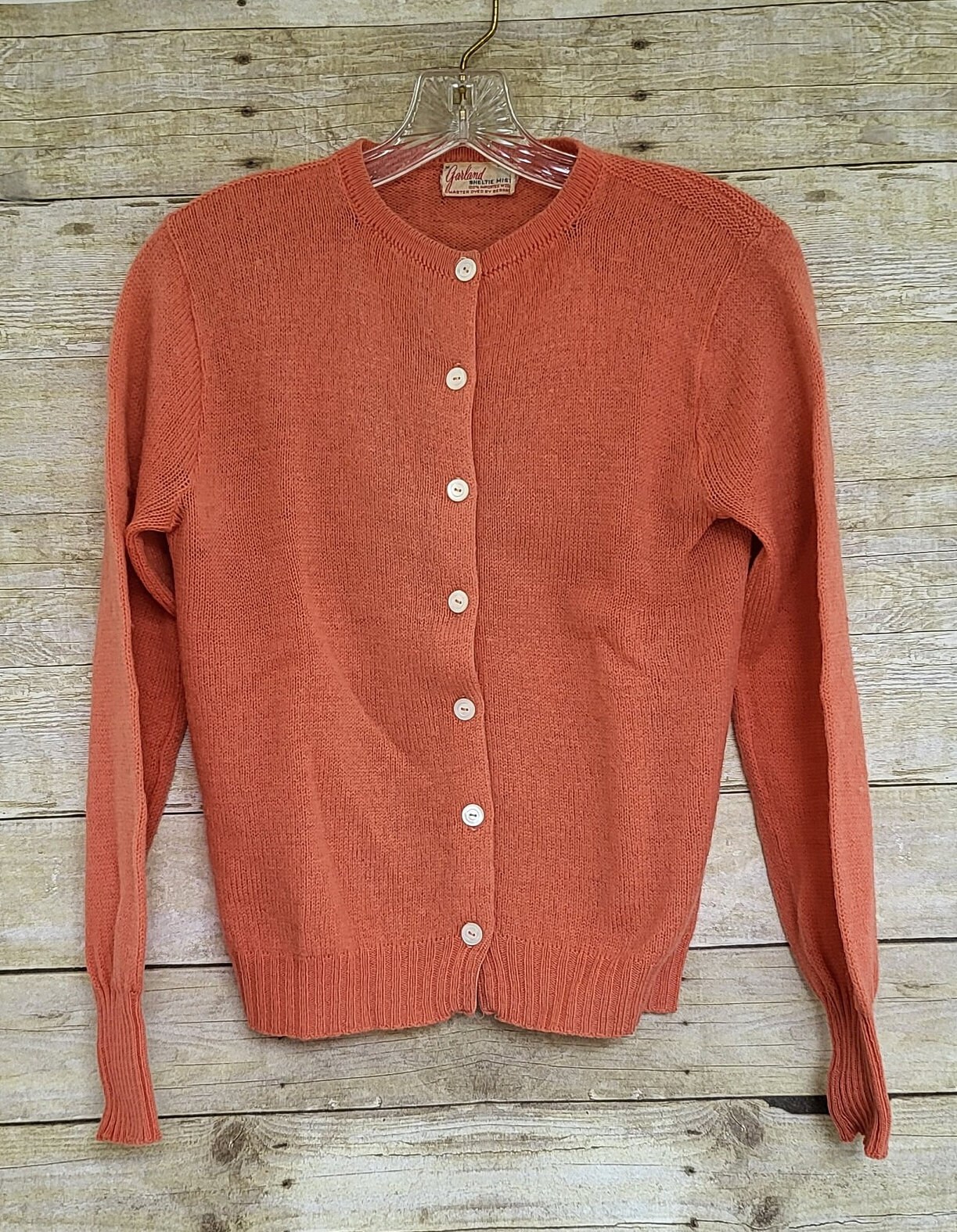 Vintage Garland Sheltie Mist Coral Cardigan/sweater 100% Wool - Etsy