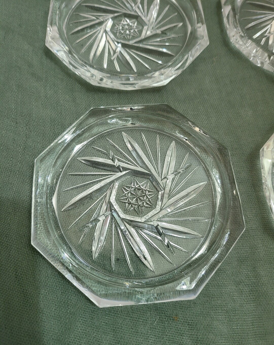 Vintage Crystal/glass Coasters Set of 4 Octagon Shape With Star and ...