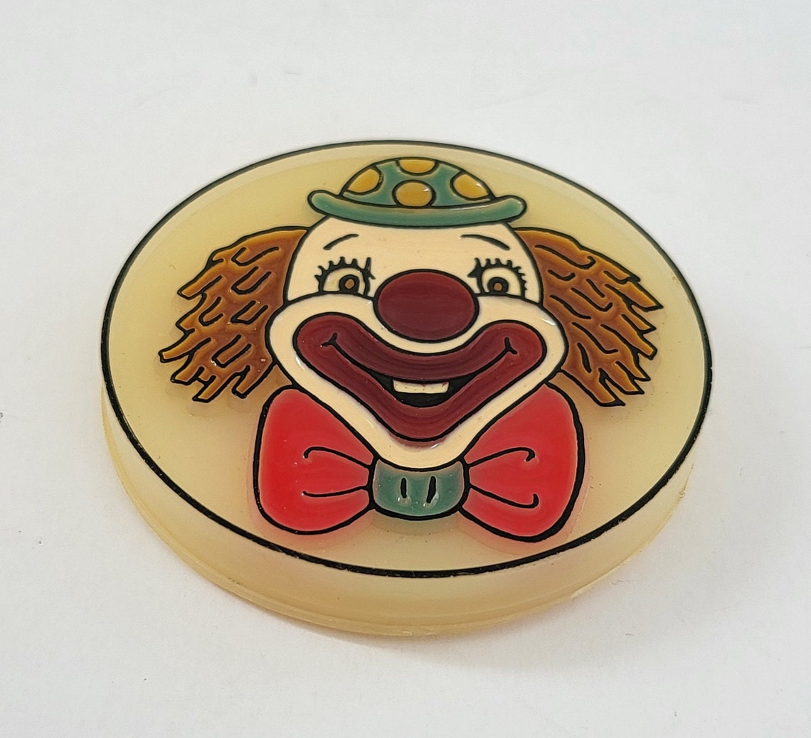 Vintage Plastic - Stained Glass Look Smiling Clown Face Refrigerator ...