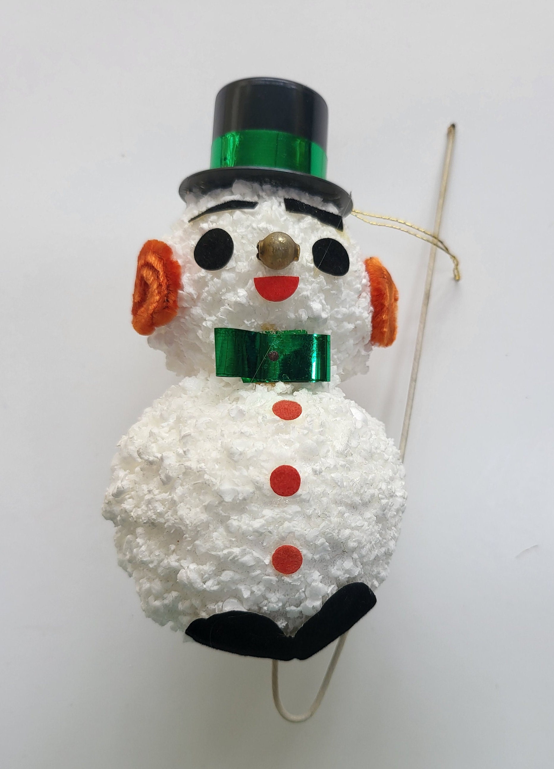 Vintage Styrofoam Popcorn Snowman Christmas Ornament - Etsy