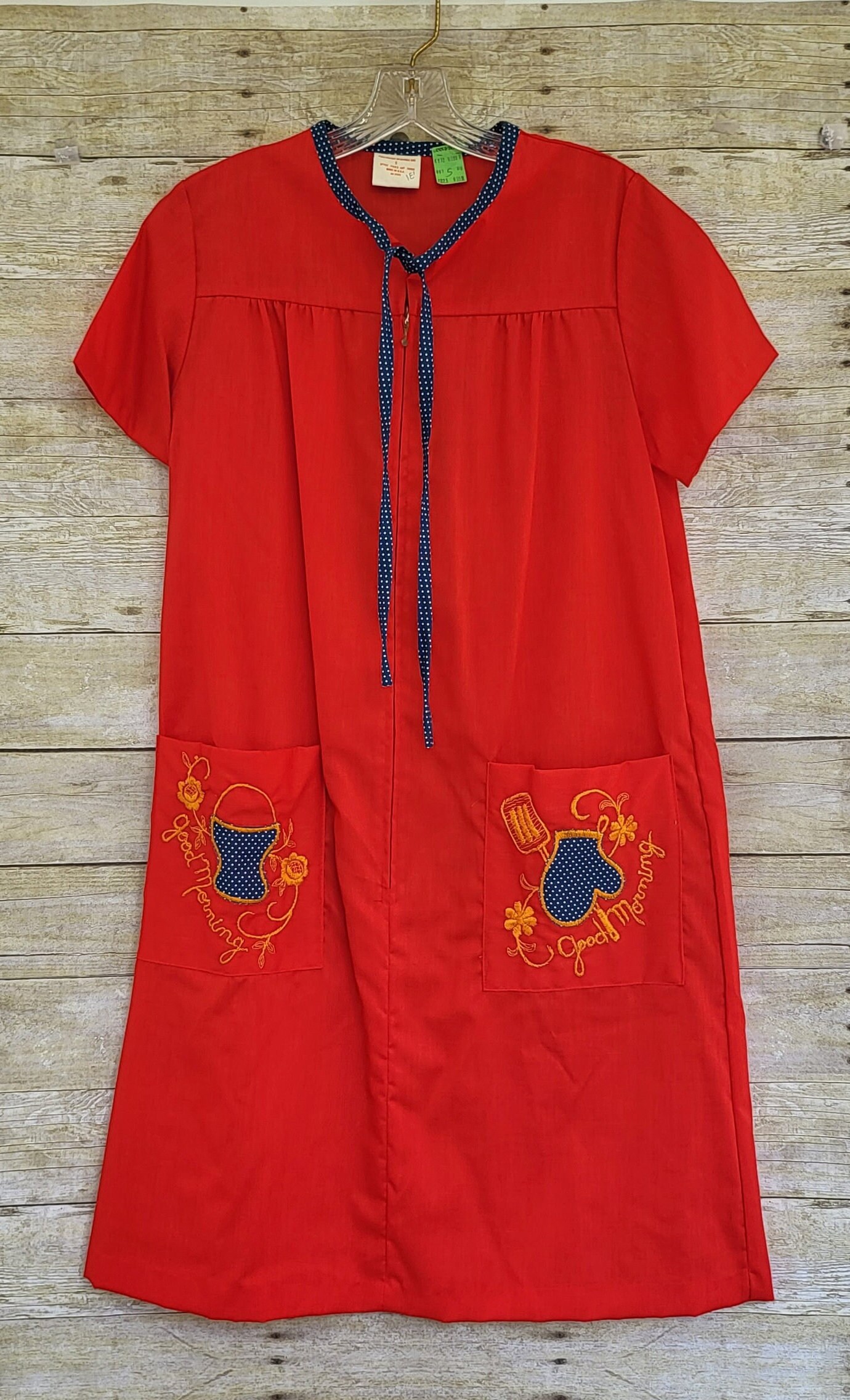 Vintage Springmaid Fabric Red 'good Morning' Housecoat - Etsy