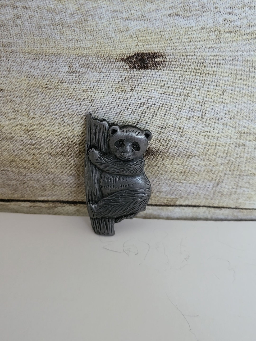 Vintage Pewter Bear Panda Bear Hugging a Tree Refrigerator Magnet - Etsy