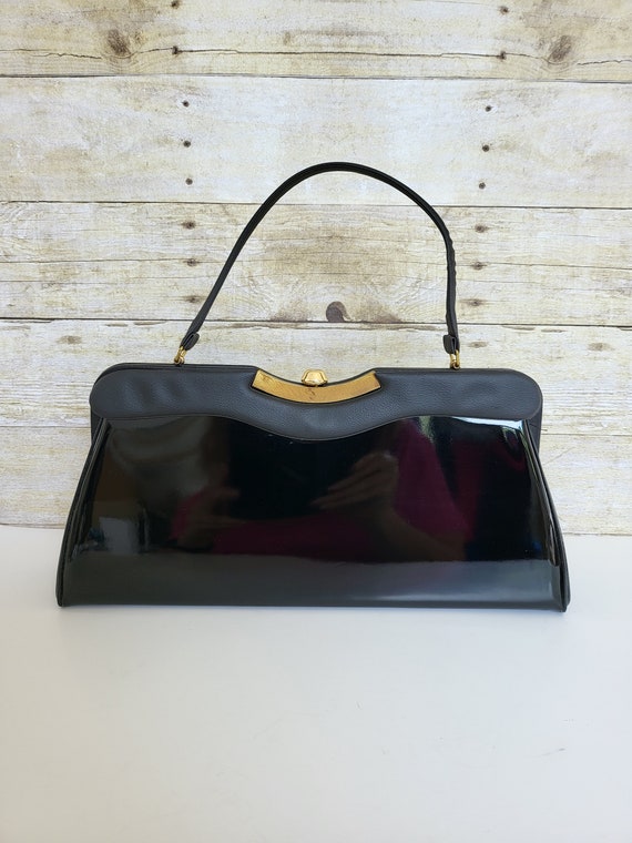Vintage Verdi Black Patent Purse 1950's/1960's - Gem