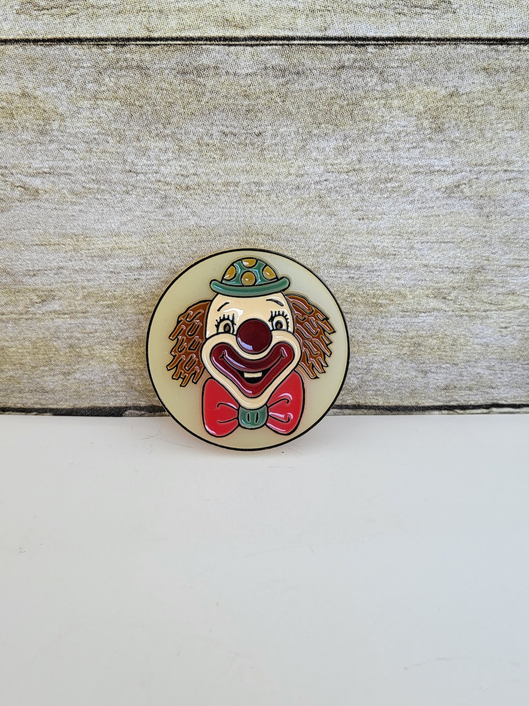 Vintage Plastic - Stained Glass Look Smiling Clown Face Refrigerator ...