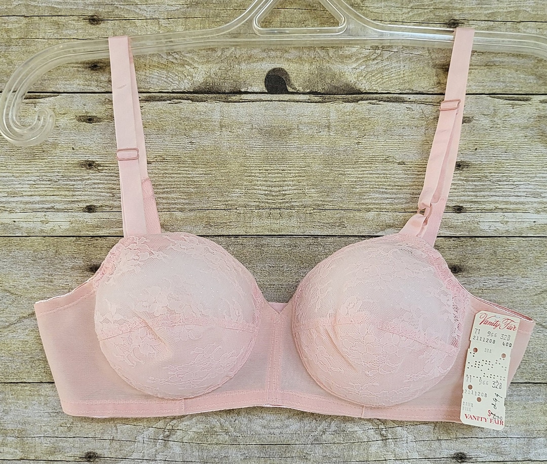 Vintage Vanity Fair Pink Lace Bra 32 B Vintage Pink Lace Bra Vintage ...