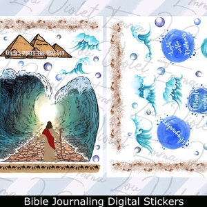 Moses Parts the Red Sea Bible Journaling Stickers Instant Digital ...