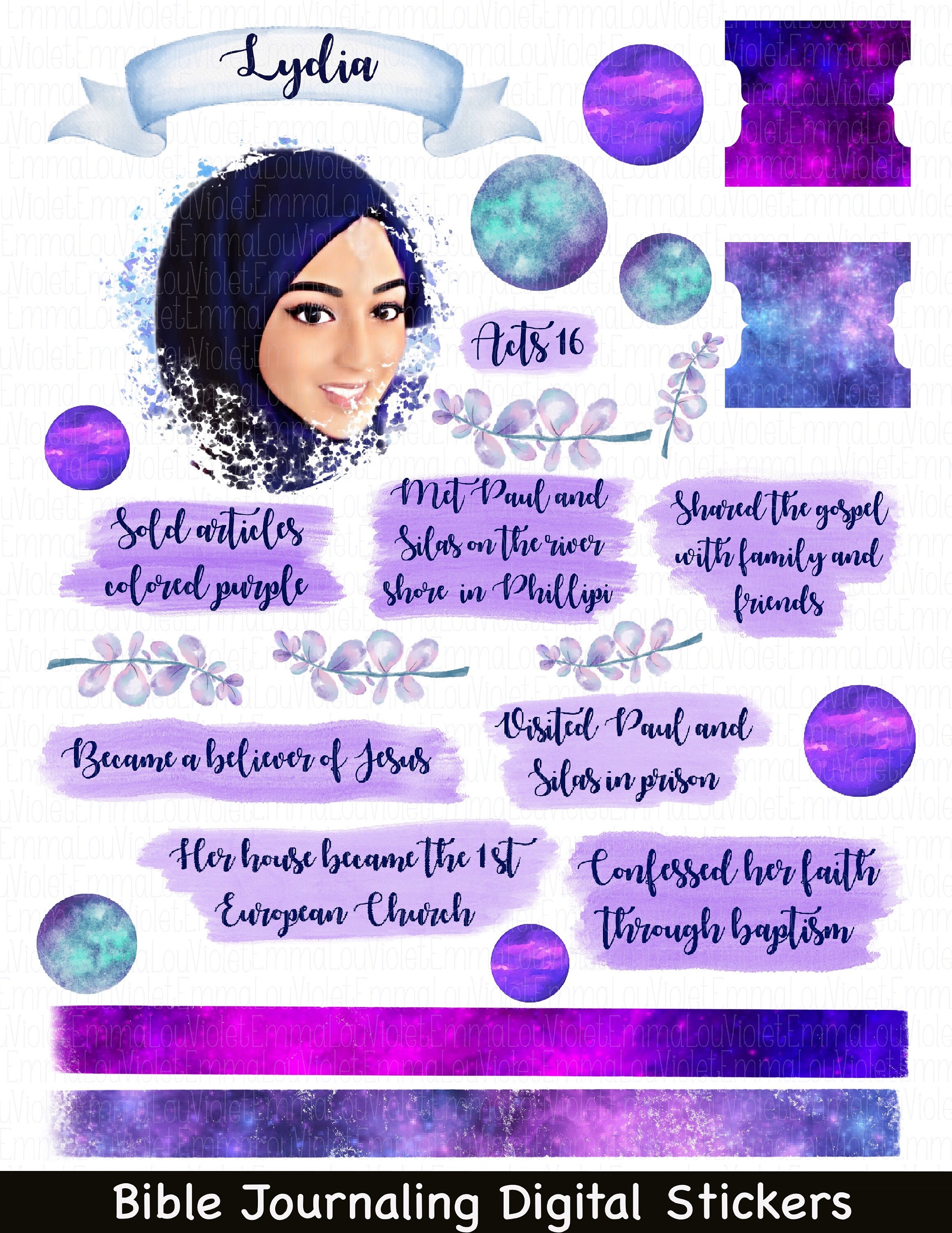 Lydia Women of the Bible Series Printable Sticker Sheet - Etsy