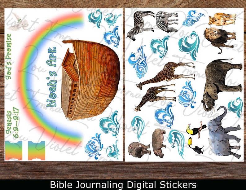 Noahs Ark Bible Journaling Printable Stickers Instant Digital - Etsy