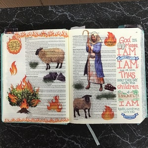 Moses and the Burning Bush Bible Journaling Stickers Instant Digital ...