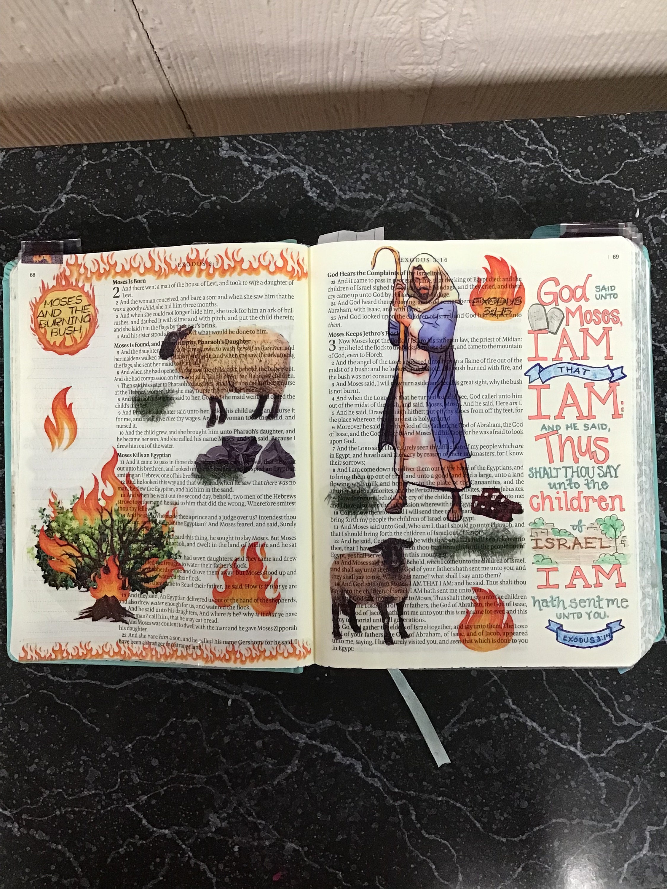 Moses and the Burning Bush Bible Journaling Stickers Instant Digital ...