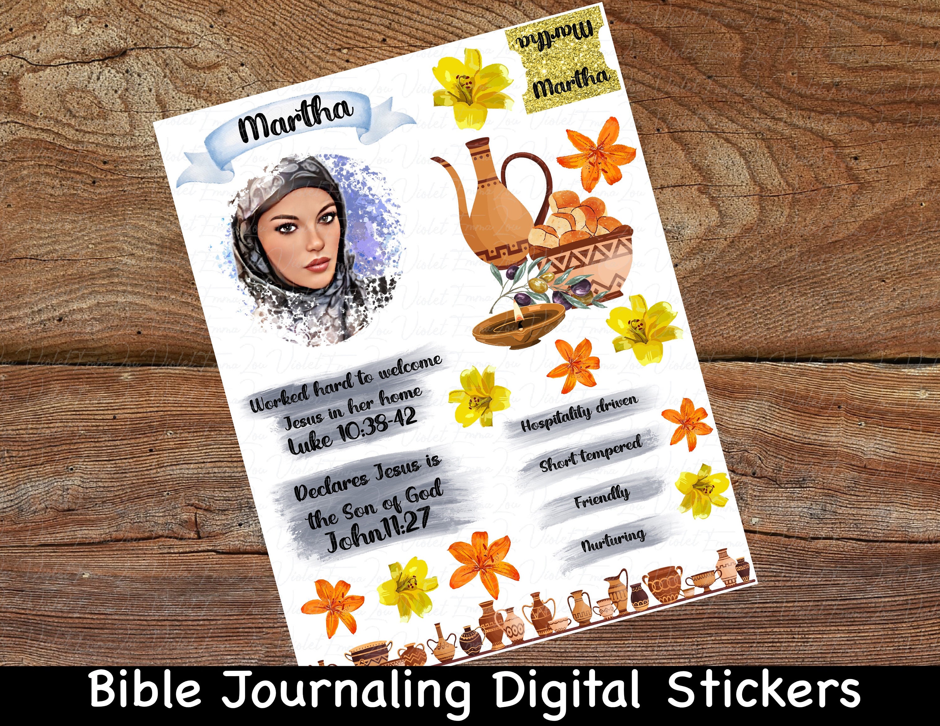 Martha Women of the Bible Printable Bible Sticker Sheet - Etsy Australia