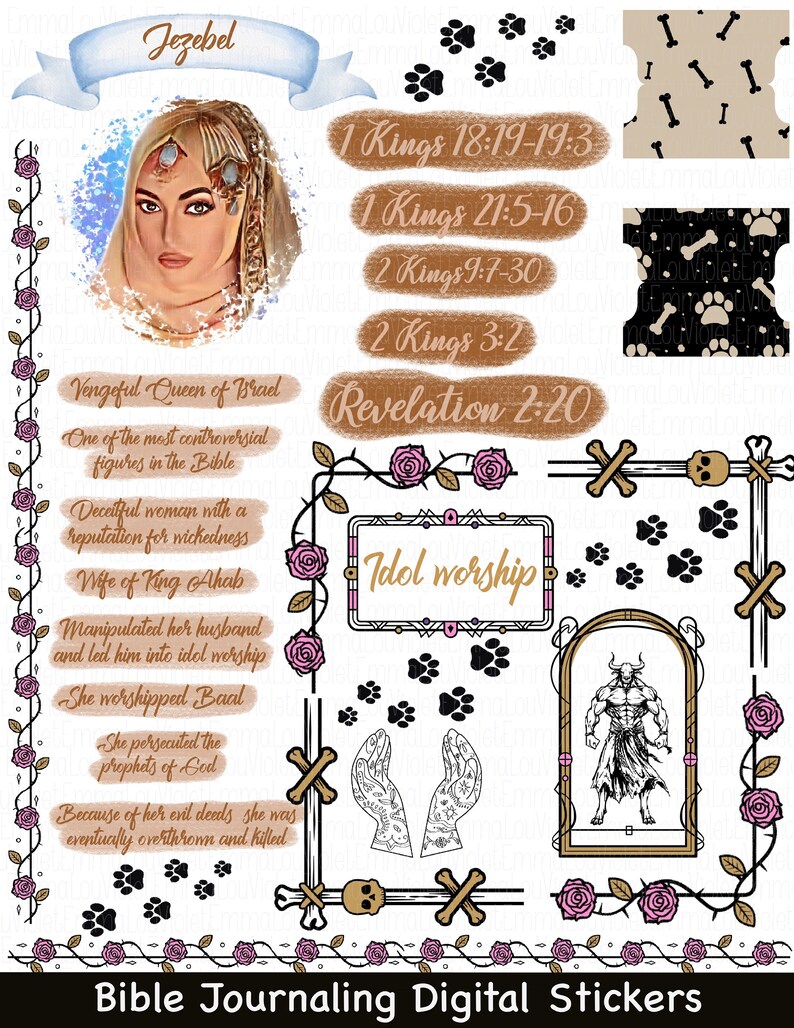 Jezebel- Women of the Bible Series Bible Journaling Printable Stickers ...