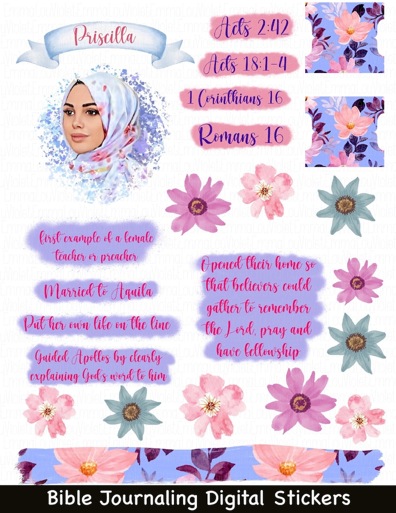 Priscilla- Women of the Bible Series Bible Journaling Printable Sticker ...