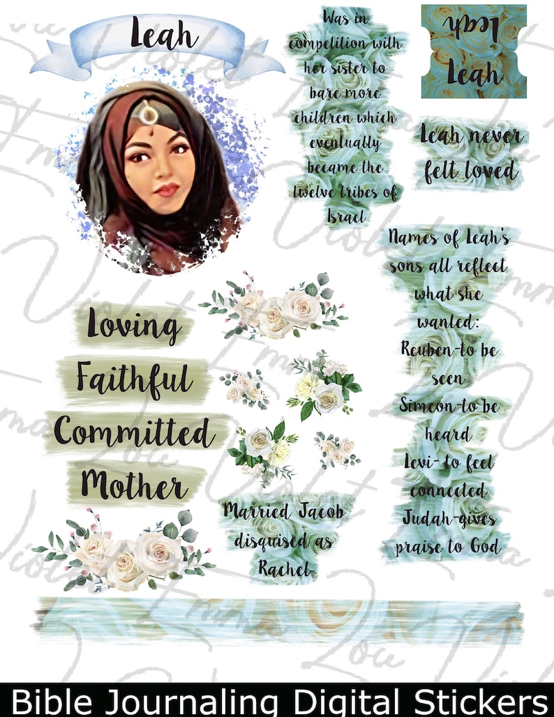 Leah Bible Journaling Stickers: Women of the Bible (digital Download ...