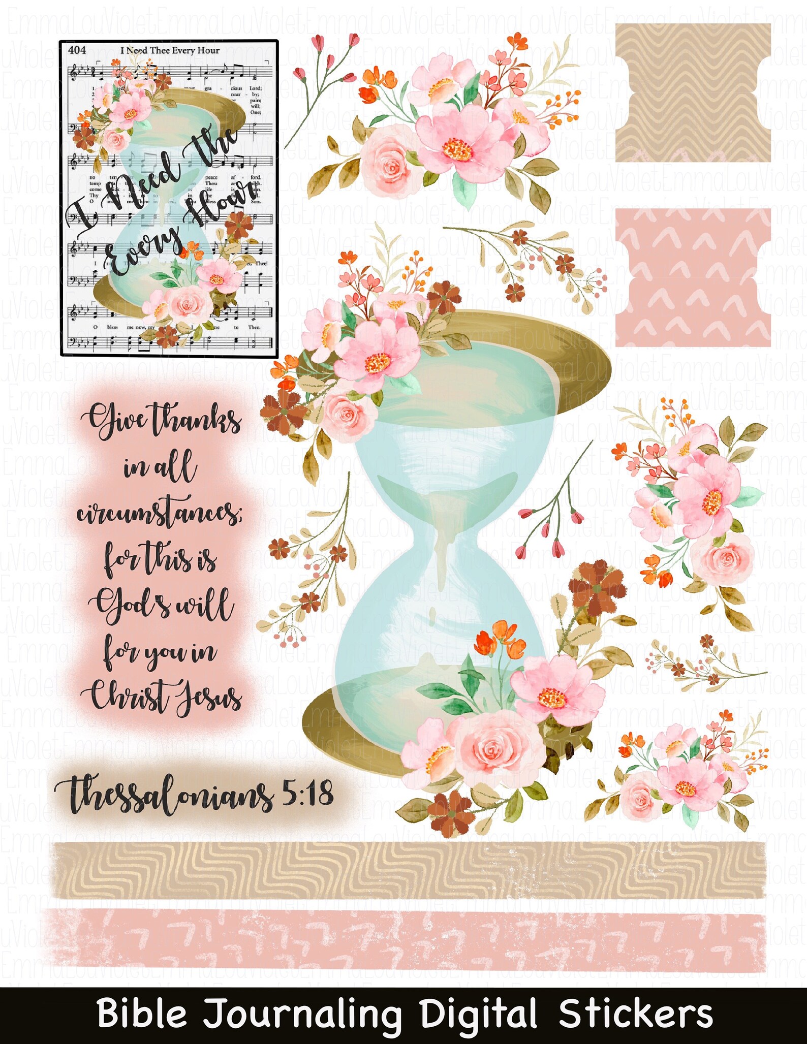 I Need Thee Every Hour Hymn Sticker Sheet: Bible Journaling (digital ...