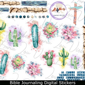 Desert Cactus Bible Journaling Stickers: Faith Art Printable (digital ...
