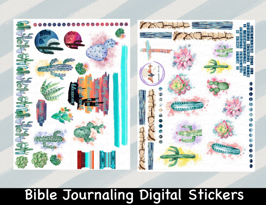 Desert Cactus Bible Journaling Stickers: Faith Art Printable (digital ...