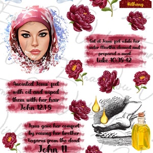 Mary of Bethany Women of the Bible Series, Printable Bible Stickers ...