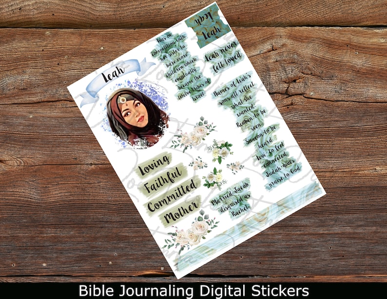 Leah Bible Journaling Stickers: Women of the Bible (digital Download ...