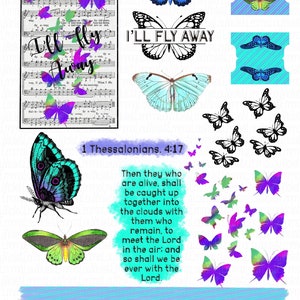 I’ll Fly Away Butterflies Edition Hymn Sticker Series Bible Journaling ...