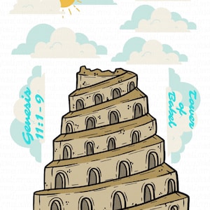 Tower of Babel Bible Journaling Printable Stickers Instant Digital ...