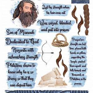 Samson Men of the Bible Series Bible Journaling Printable Sticker Sheet ...