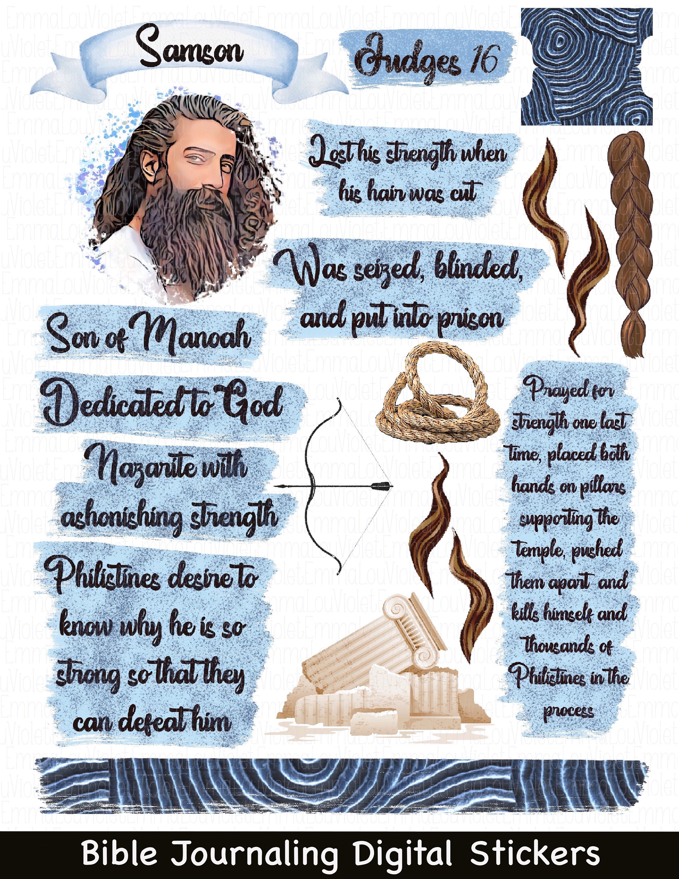 Samson Men of the Bible Series Bible Journaling Printable - Etsy