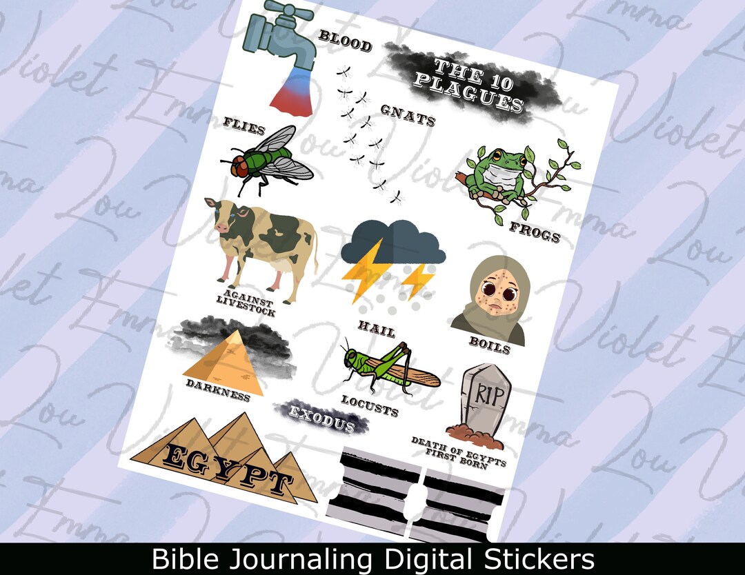 The Ten Plagues of Egypt Bible Journaling Stickers Instant Digital ...