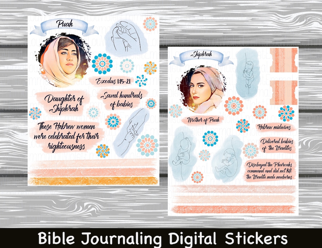 Shiphrah and Puah Bible Journaling Stickers (PDF Printable) - Etsy