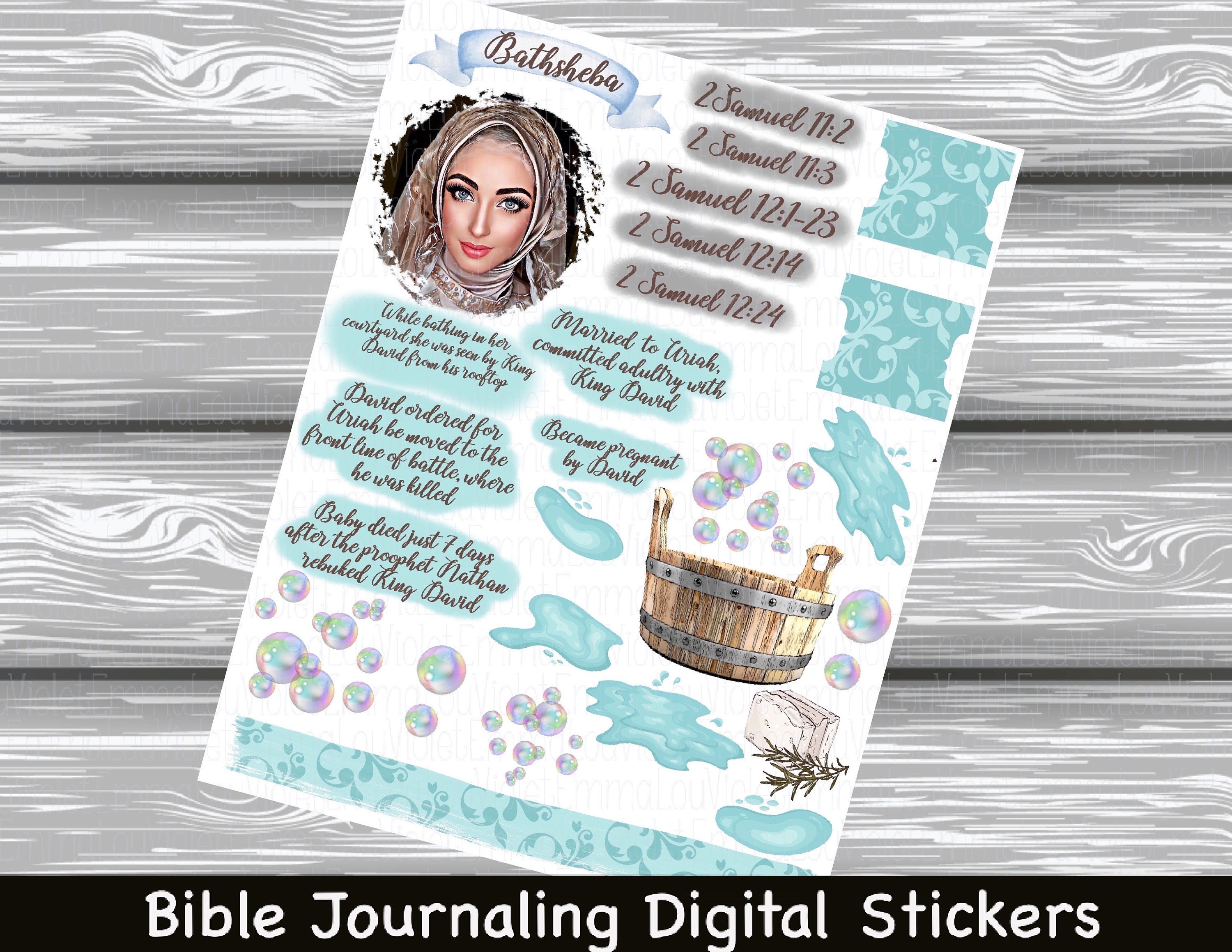 Bathsheba -women of the Bible Series Bible Journaling Printable Sticker Sheet, Instant Digital ...