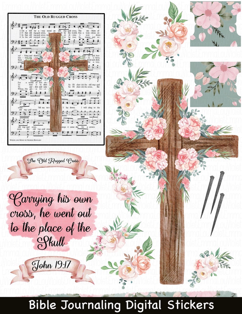 Old Rugged Cross Hymn Sticker Series, Bible Journaling Printable ...