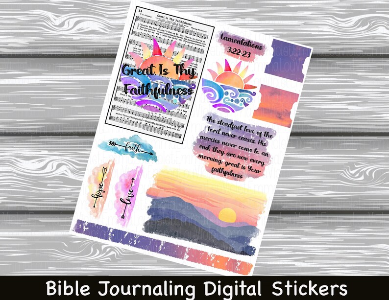 Great is Thy Faithfulness Hymn Stickers, Bible Journaling (digital ...