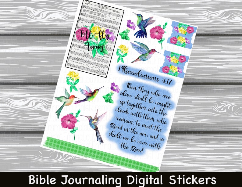Hummingbird Hymn Bible Journaling Stickers: Printable Digital Download ...