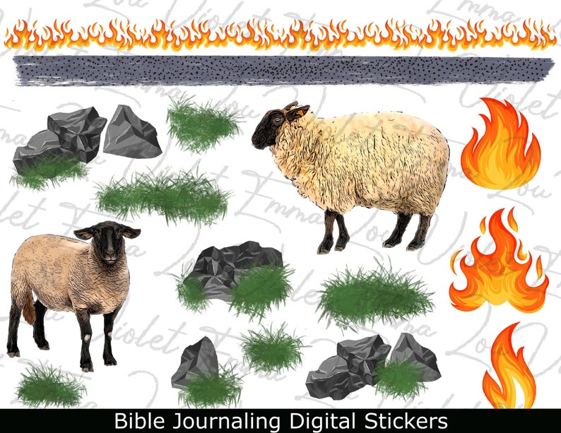 Moses and the Burning Bush Bible Journaling Stickers Instant Digital ...