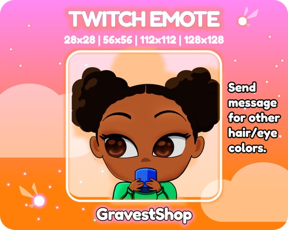 Sips Tea Emote Twitch Discord Emoji Black Girl Dark Brown - Etsy