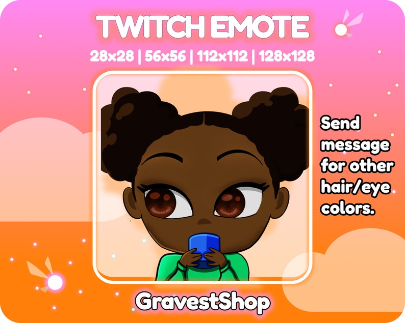 Sips Tea Emote Twitch Discord Emoji Black Girl Dark Brown - Etsy