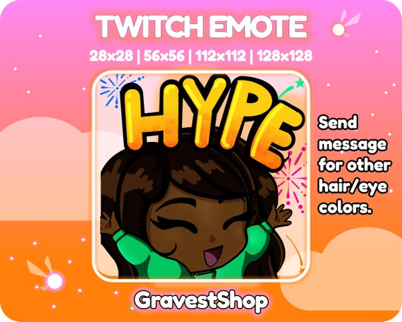 HYPE Emote Black Girl Dark Brown Hair Brown Eyes Chibi - Etsy