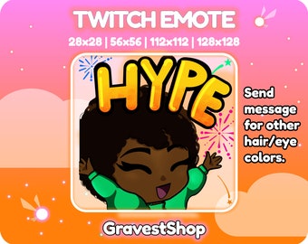 HYPE Emote Black Girl Dark Brown Hair Brown Eyes Chibi - Etsy