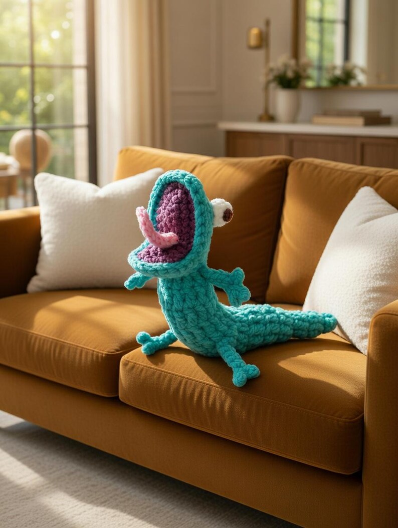 Amigurumi Tom Lizard Häkelanleitung PDF, Süßes Teal Monster Plüschtier ...